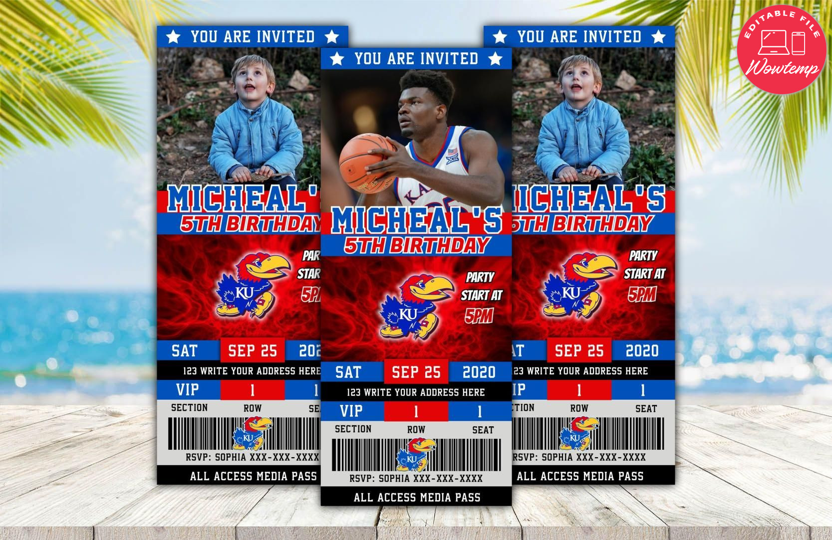 Kansas Jayhawks Ticket Birthday Editable Template Instant Download ...