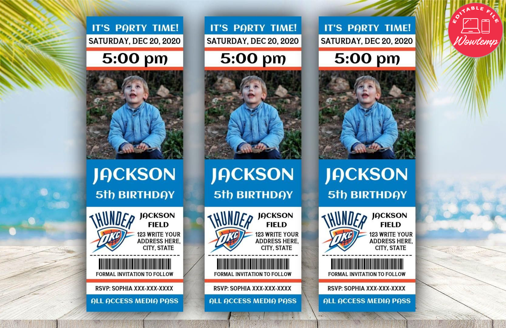 Printable Oklahoma City Thunder Birthday Ticket Invitations DIY | Wowtemp