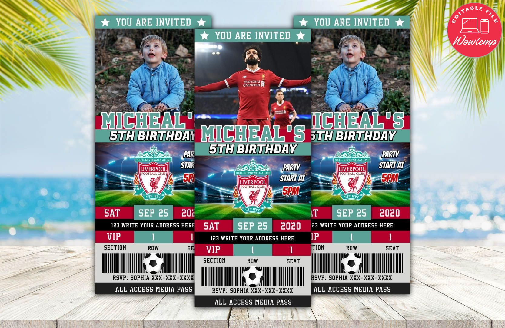 Liverpool FC Ticket Birthday Editable Templates Instant Download | Wowtemp