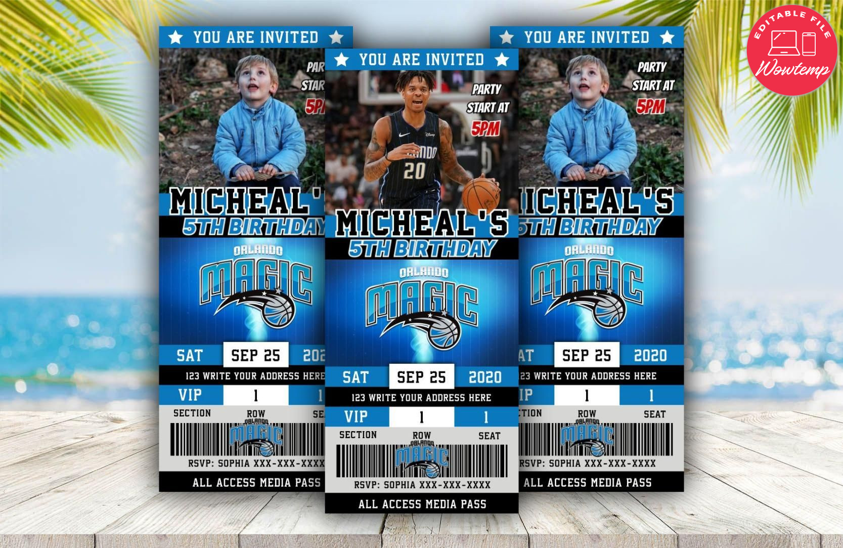 Editable Orlando Magic Birthday Ticket Invitations DIY | Wowtemp