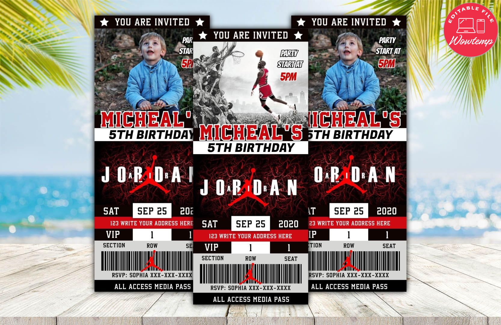 Editable Jordan Birthday Ticket Invitation Instant Download | Wowtemp