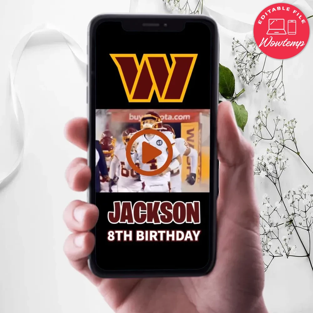 Washington Commander Invitation Digital Template Instant Download | Wowtemp