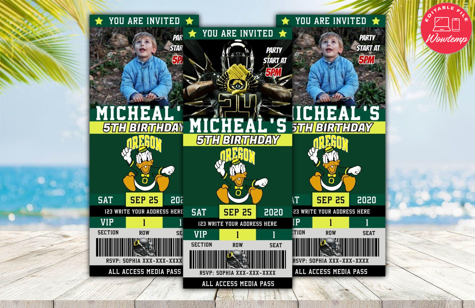 Editable Oregon Ducks Birthday Ticket Invitations DIY | Wowtemp