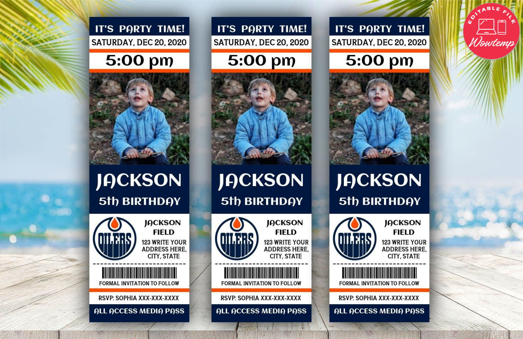 Printable Edmonton Oilers Birthday Ticket Invitations DIY | Wowtemp
