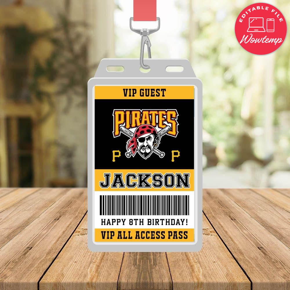 Pittsburgh Pirates Vip Pass Birthday Instant Download | Wowtemp