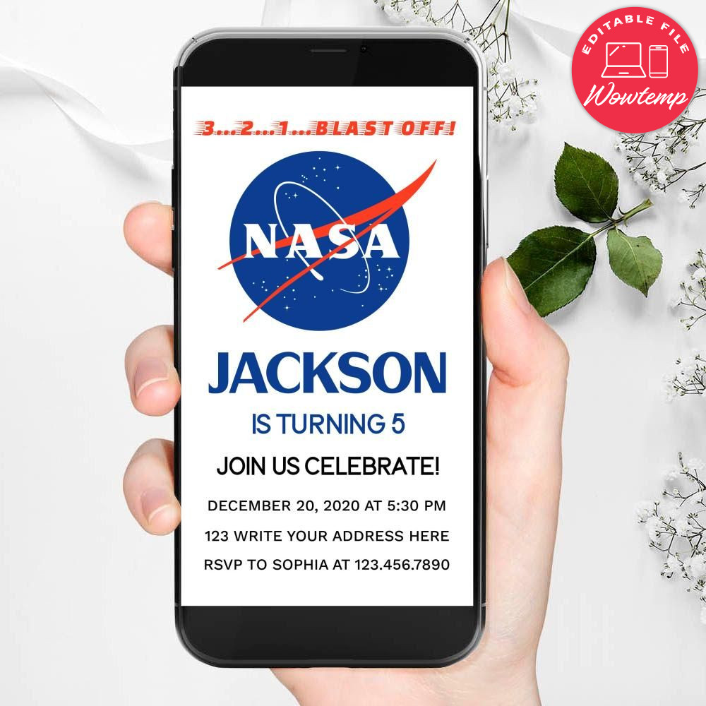 Electronic NASA Electronic Invite Birthday Invitations Instant Download ...