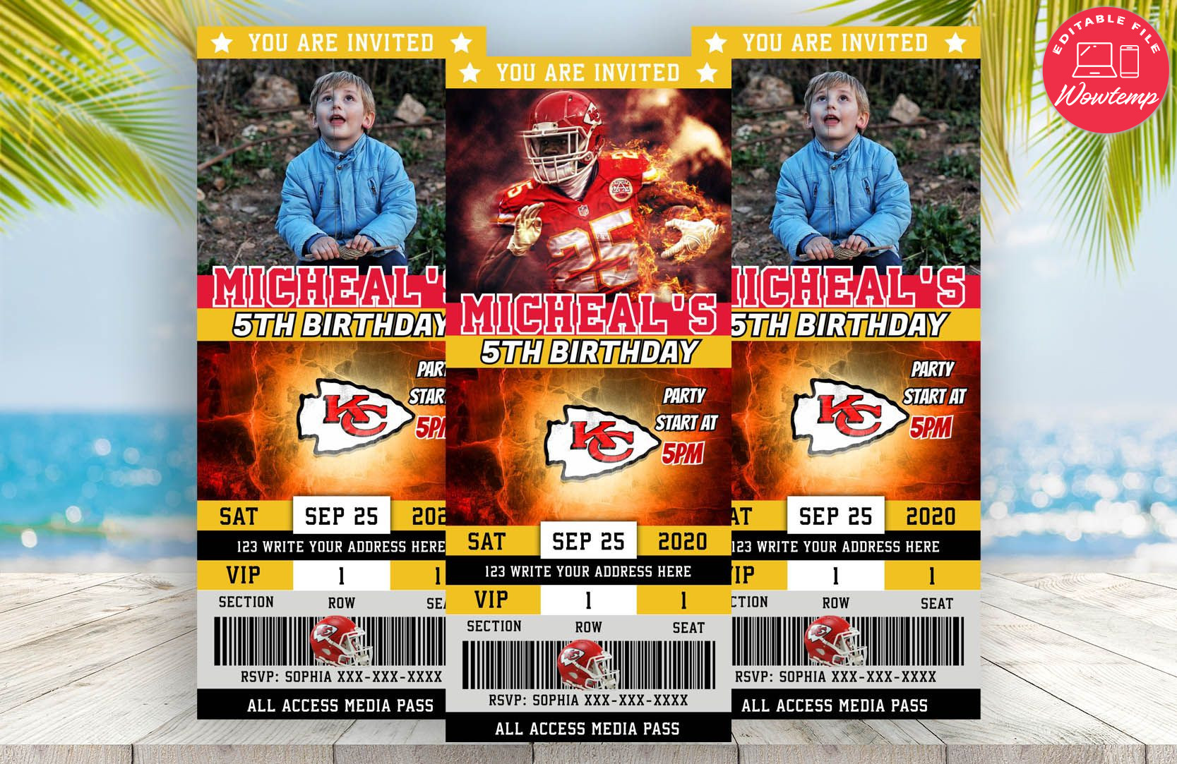 Editable Kansas City Chiefs Birthday Ticket Invitations | Wowtemp
