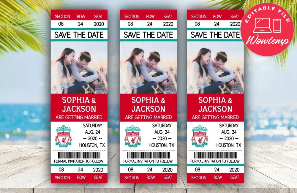Printable Liverpool F.C Save The Date Wedding Engagement Announce | Wowtemp