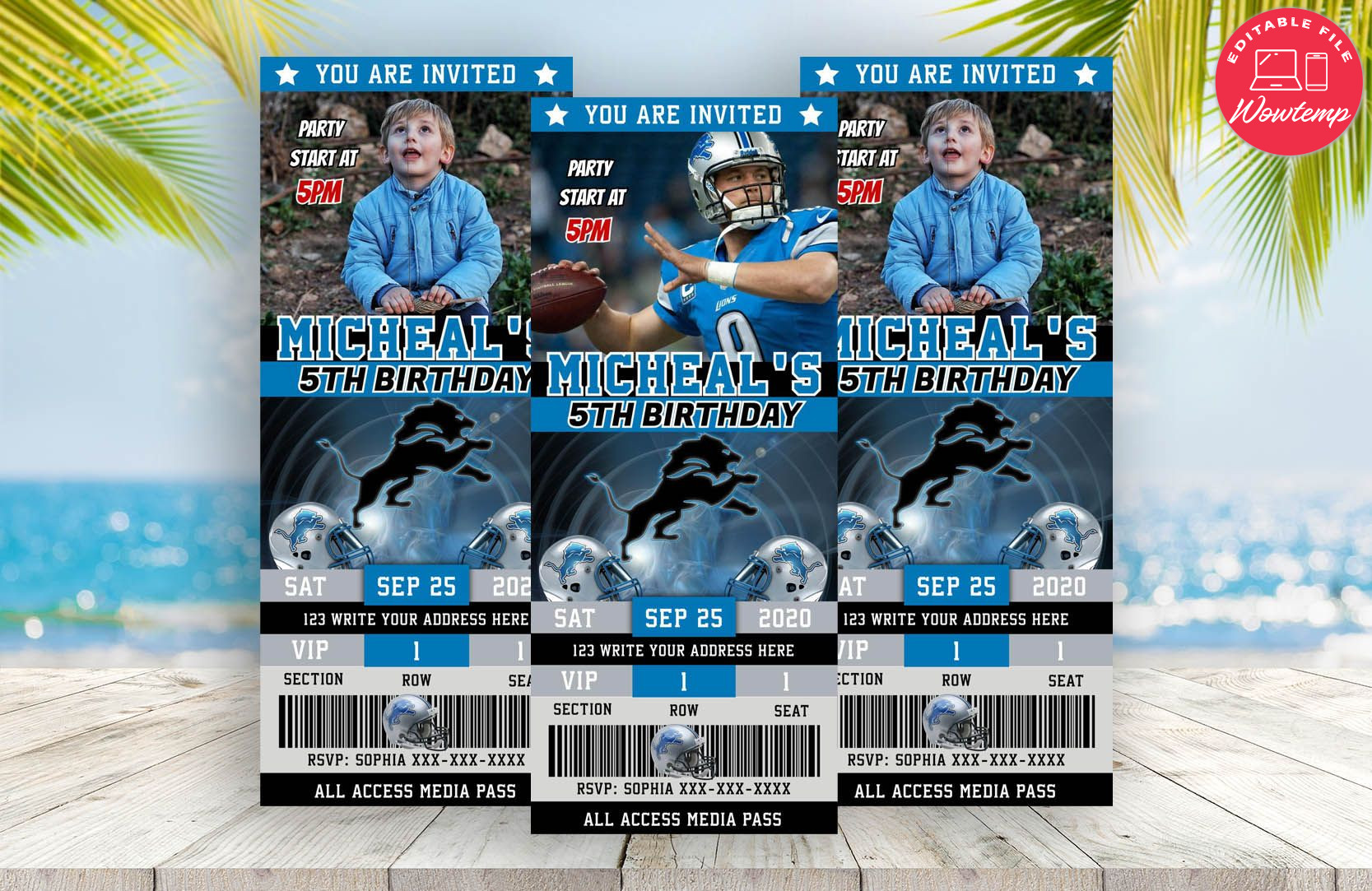 Editable Detroit Lions Birthday Ticket Invitations | Wowtemp