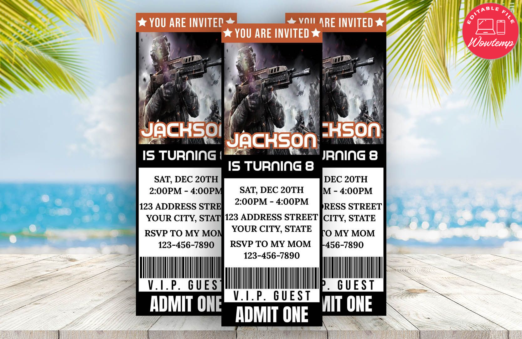 Editable Call of Duty Ticket Birthday Invitation Instant Download | Wowtemp