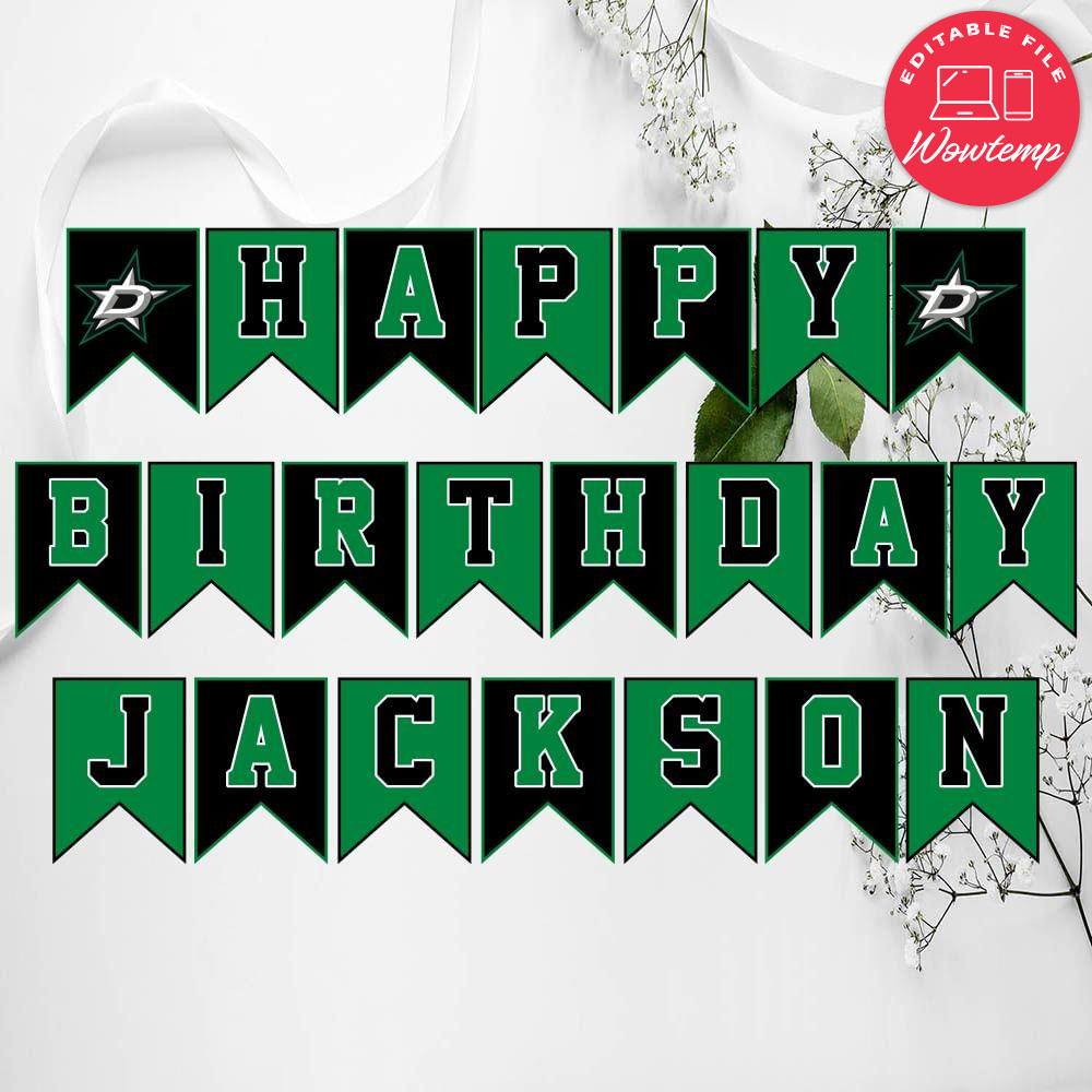 Dallas Stars Birthday Banner Digital Files | Wowtemp