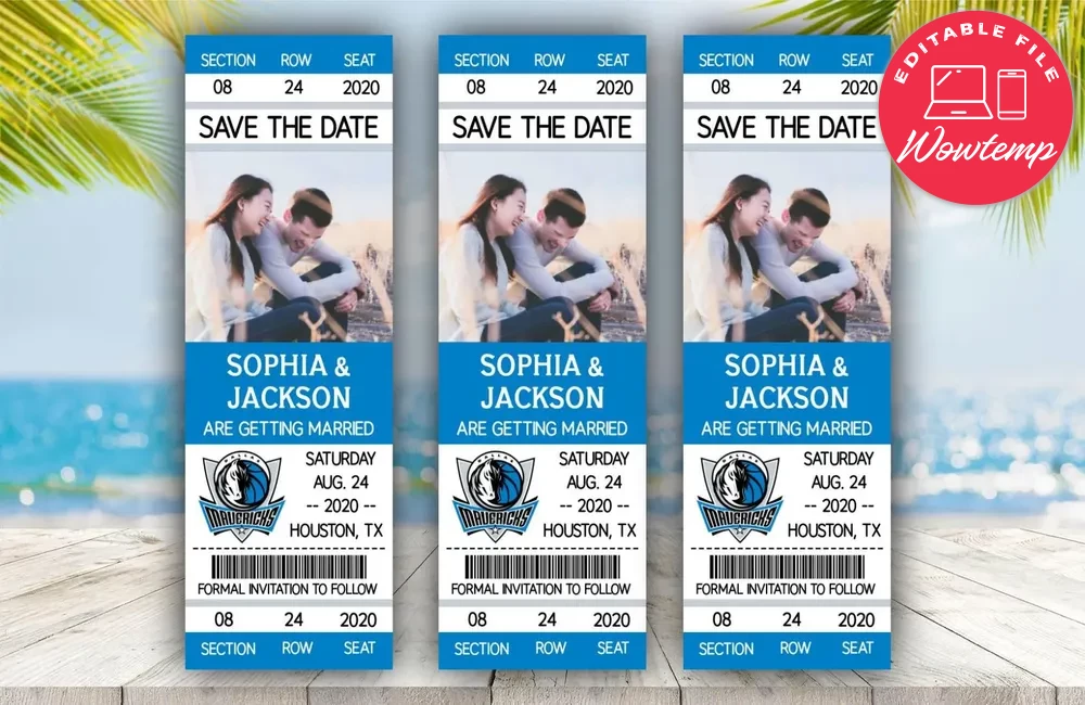 Dallas Mavericks Save The Date Wedding Ticket Invitations | Wowtemp