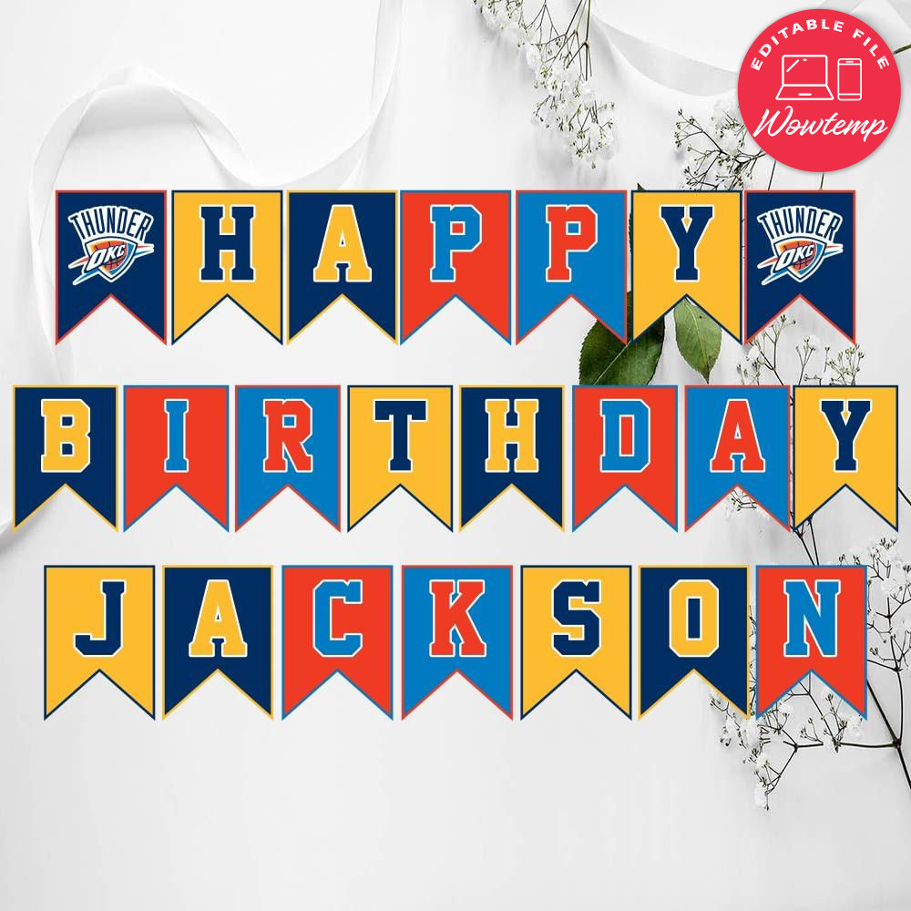 Oklahoma City Thunder Birthday Banner Digital Files | Wowtemp