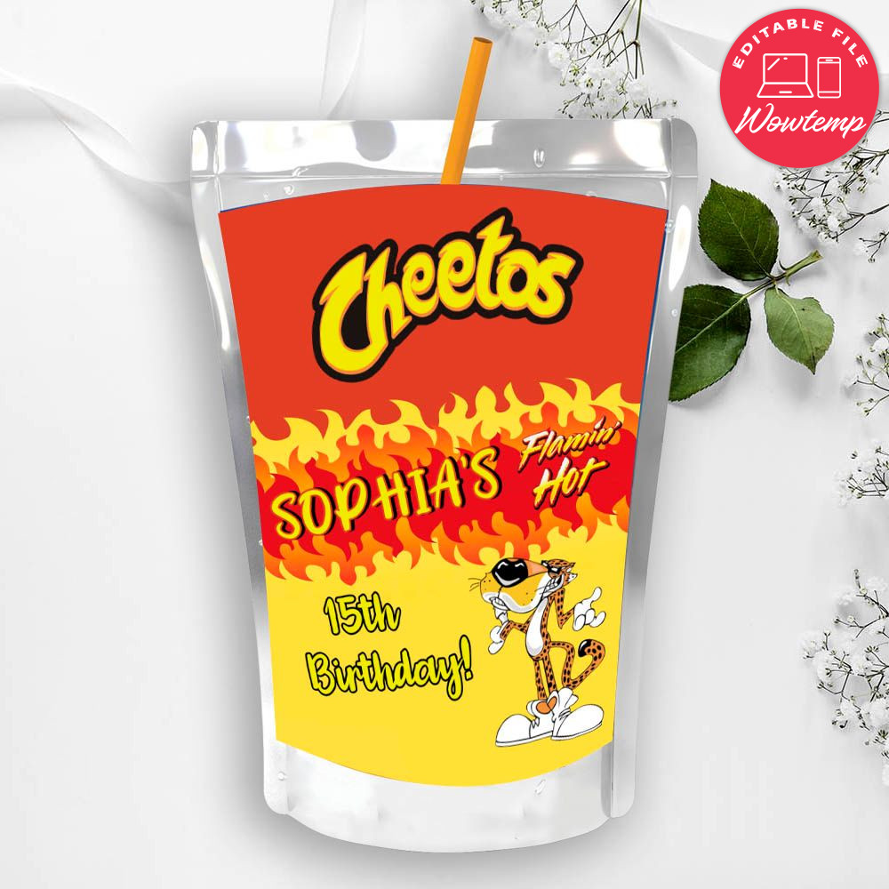Printable Flamin Hot Cheetos Birthday Capri Sun Juice Label DIY | Wowtemp