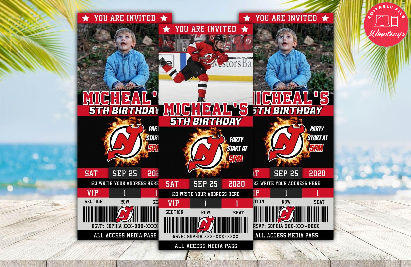 Editable New Jersey Devils Birthday Ticket Invitations DIY | Wowtemp