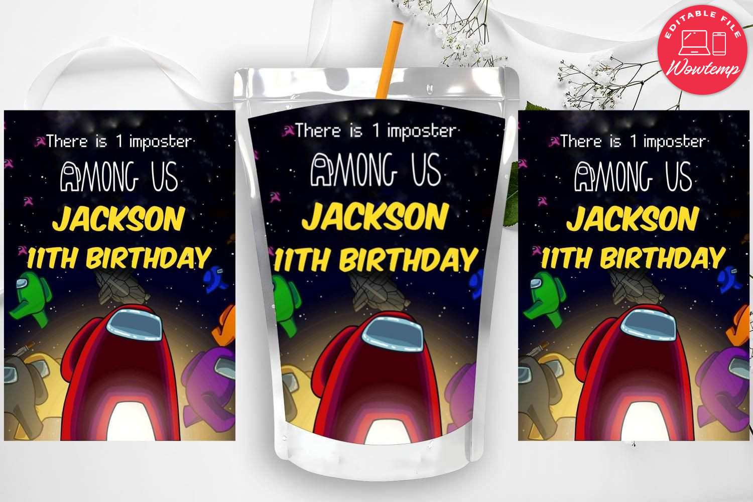 Printable Among Us Birthday Capri Sun Juice Label DIY | Wowtemp
