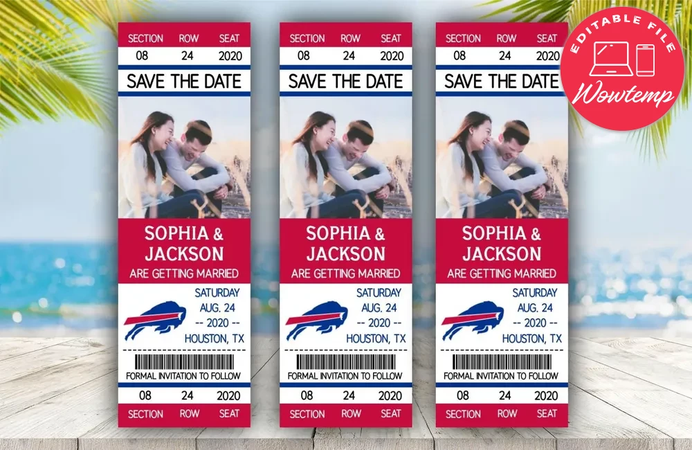 Buffalo Bills Save The Date Wedding Ticket Invitations | Wowtemp