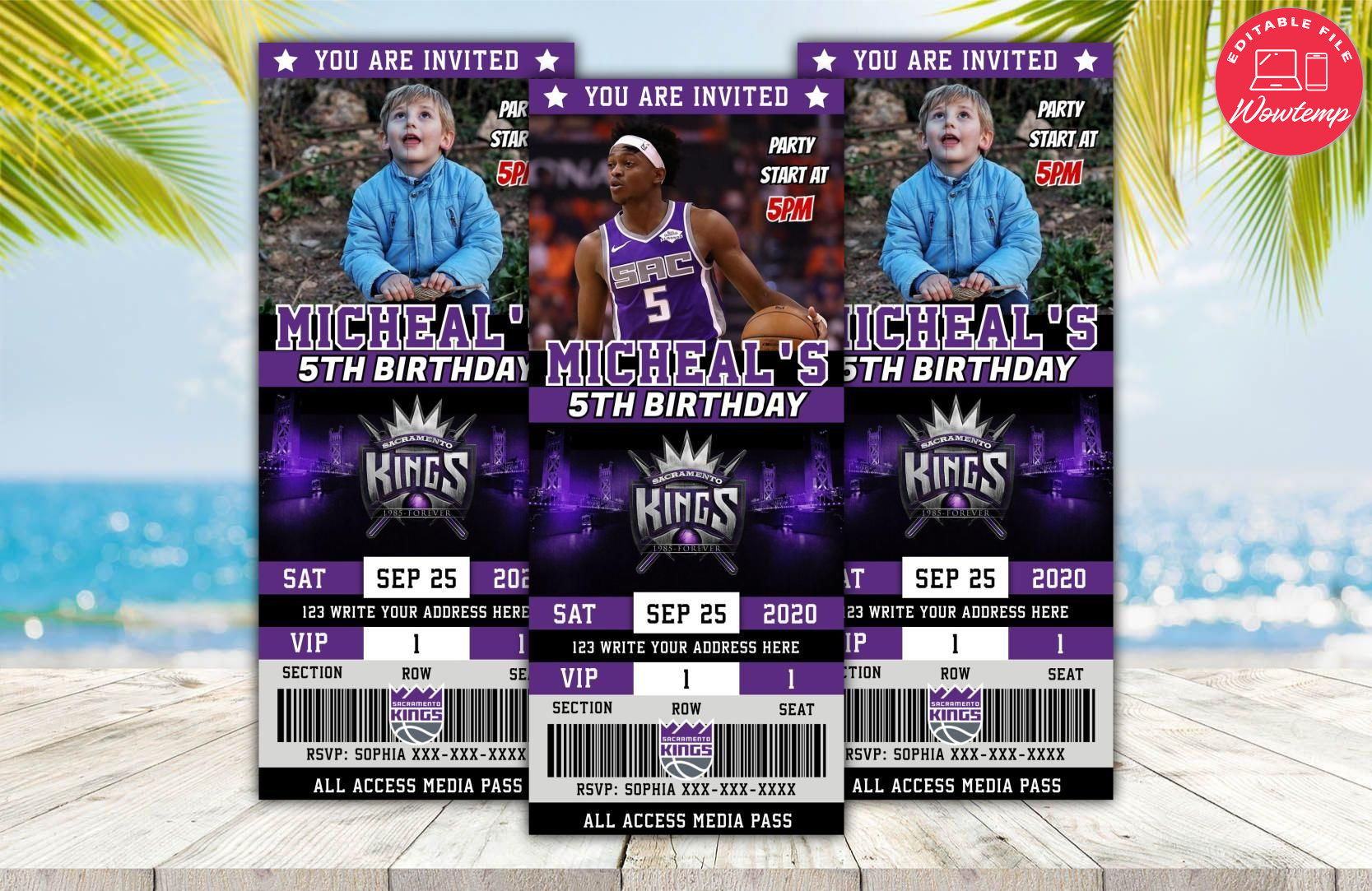 Editable Sacramento Kings Birthday Ticket Invitations DIY | Wowtemp