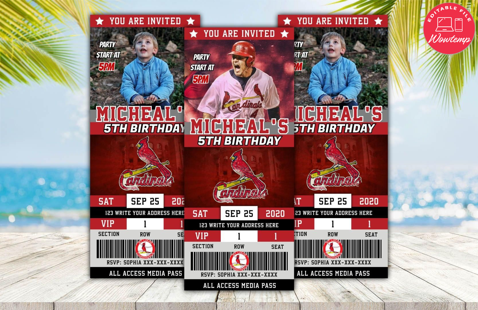 St. Louis Cardinals Ticket Birthday Editable Templates Instant Download ...