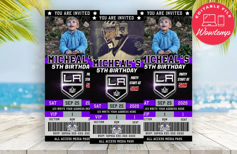 Los Angeles Kings Ticket Birthday Editable Templates Instant Download ...