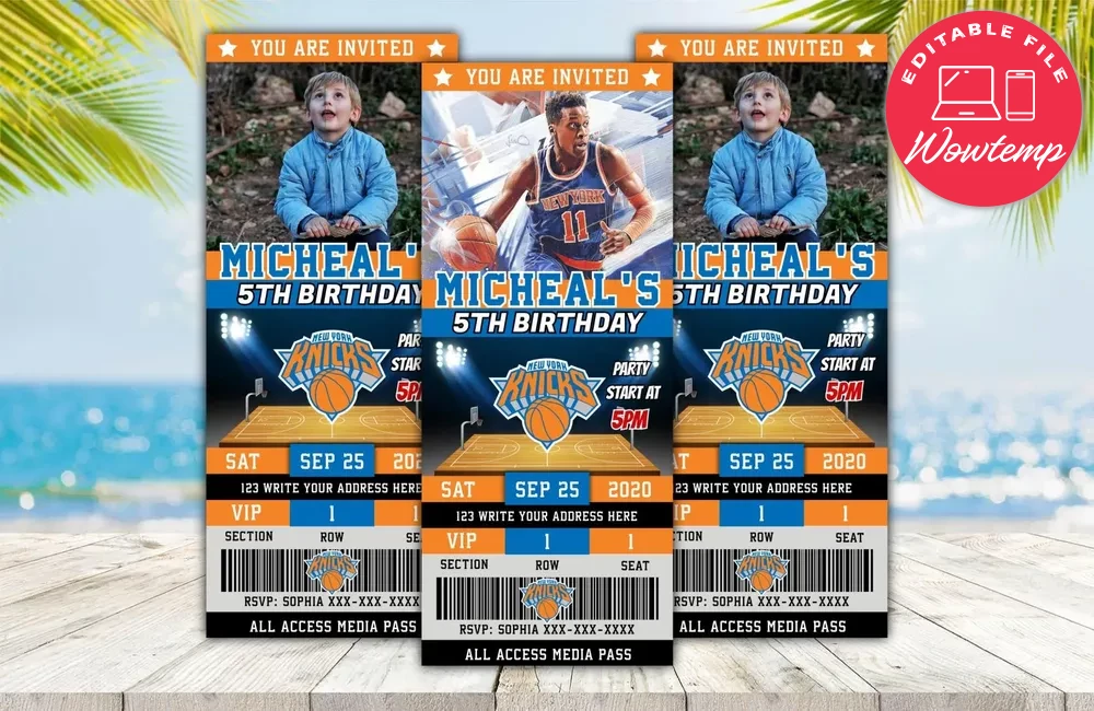 New York Knicks Ticket Birthday Editable Template Instant Download ...