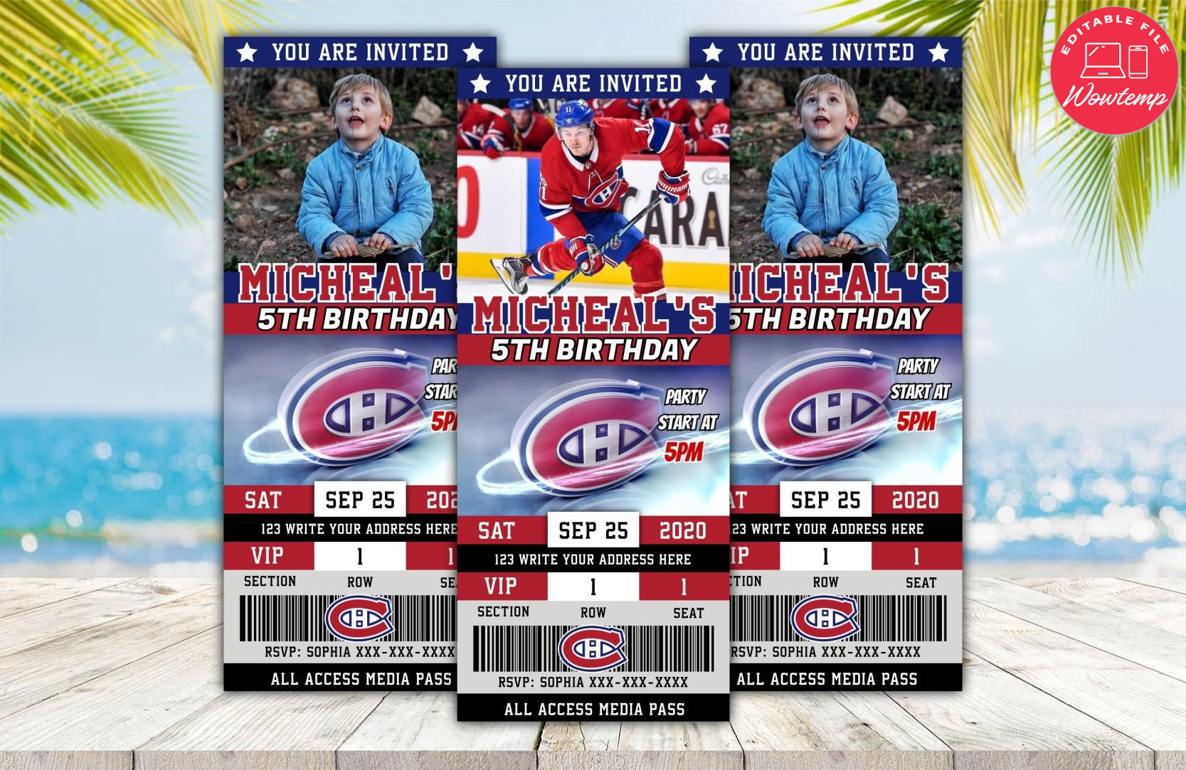 Montreal Canadiens Ticket Birthday Editable Template Instant Download ...
