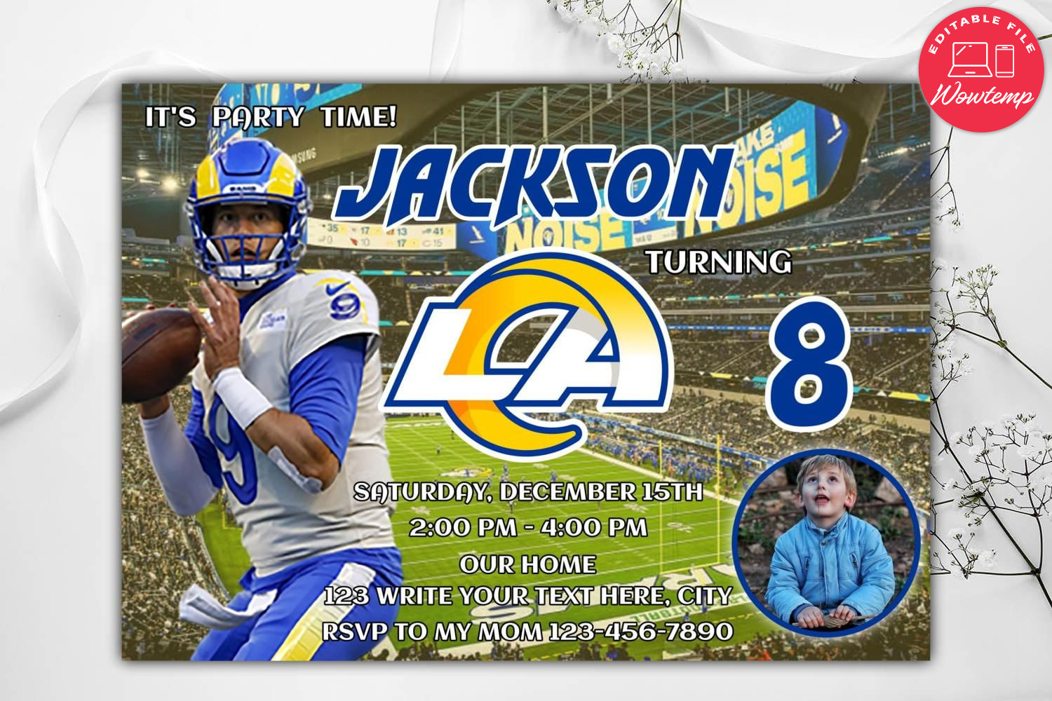 Los Angeles Rams Birthday Invitation Instant Download | Wowtemp