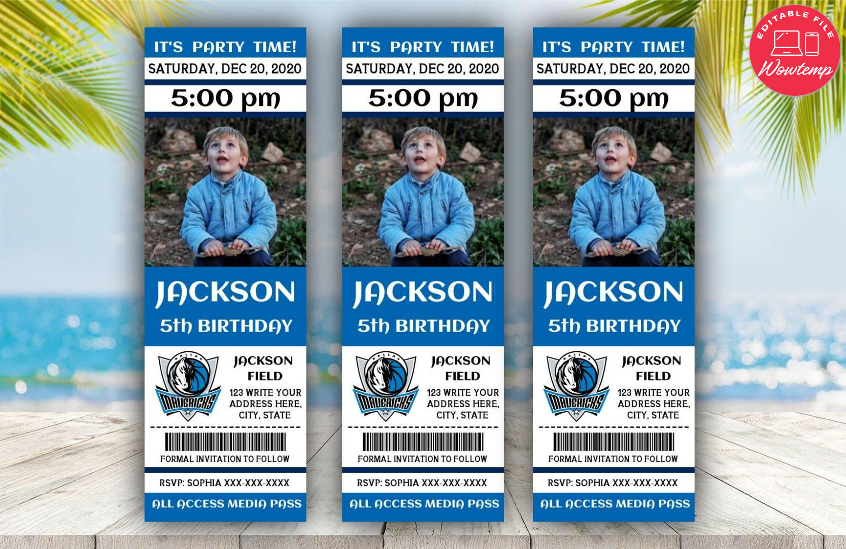 Dallas Mavericks Birthday Ticket With Photo Invitation DIY | Wowtemp