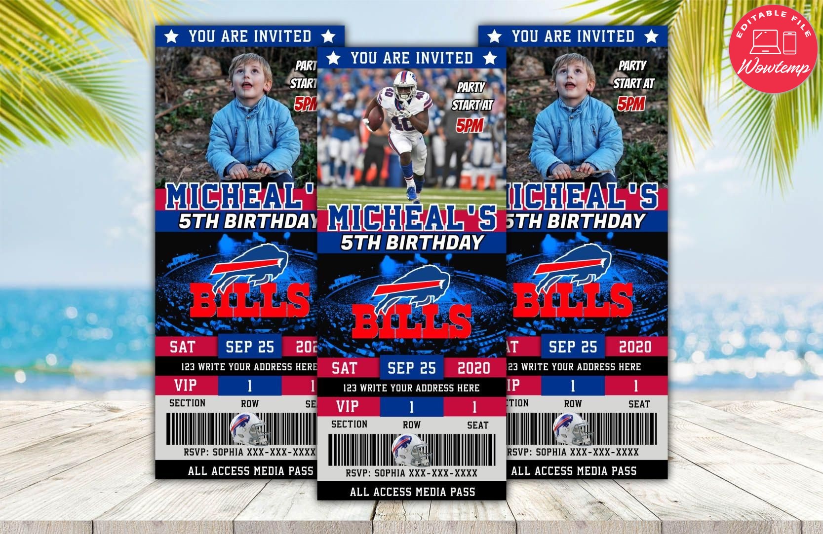 Editable Buffalo Bills Birthday Ticket Invitation DIY | Wowtemp