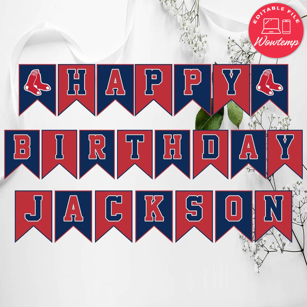 Boston Red Sox Birthday Banner Digital Files | Wowtemp