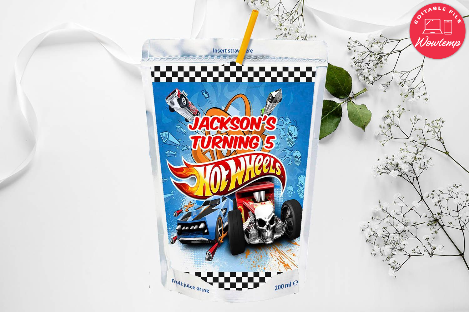 Printable Hot Wheel Birthday Capri Sun Juice Label DIY | Wowtemp