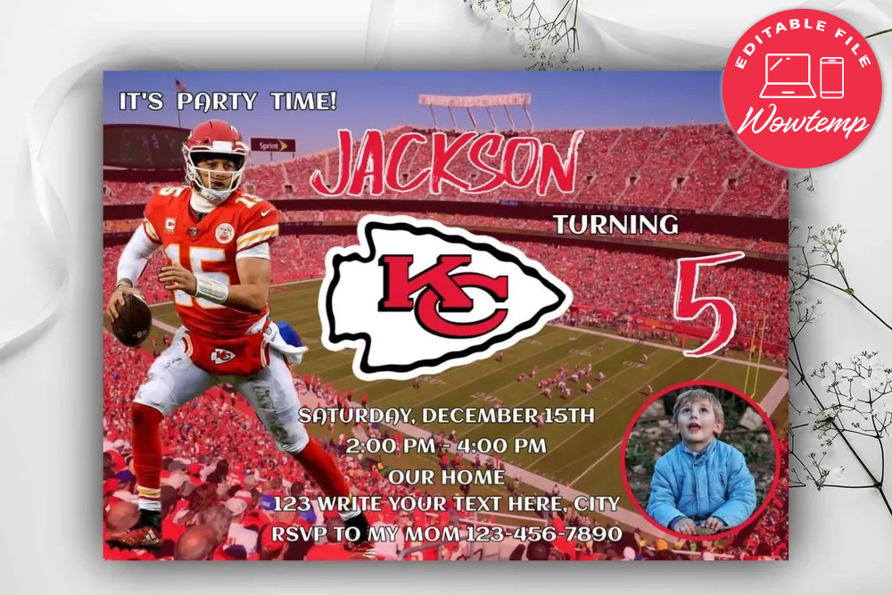 Kansas City Chiefs Birthday Invites Template to Print at Home DIY | Wowtemp