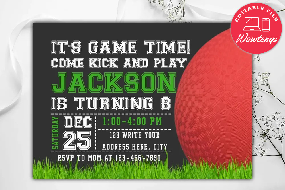 Kickball Birthday Flyer Instant Download | Wowtemp