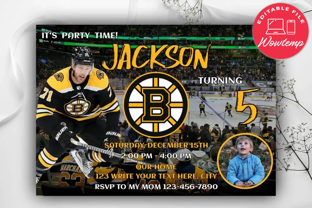 Boston Bruins Birthday Flyer Instant Download | Wowtemp
