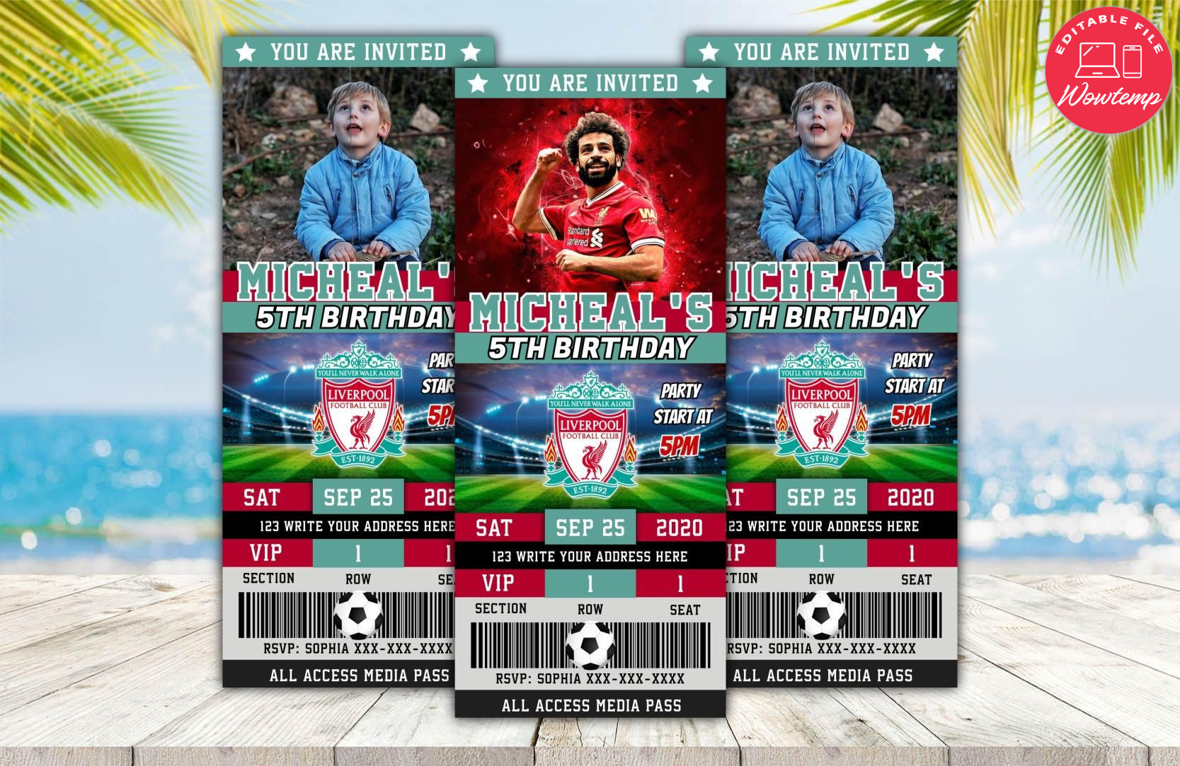Editable Liverpool FC Birthday Ticket Invitation DIY | Wowtemp