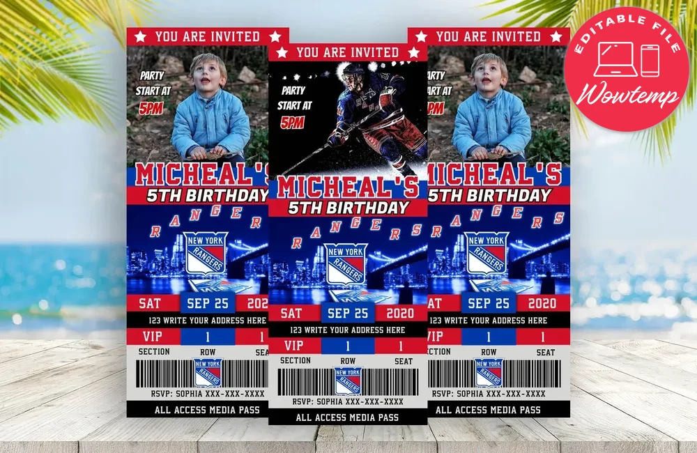 New York Rangers Ticket Birthday Editable Template Instant Download ...