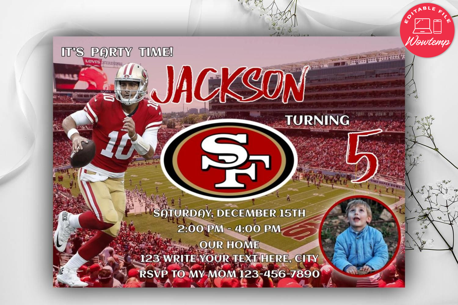 San Francisco 49ers Birthday Invitation Instant Download | Wowtemp