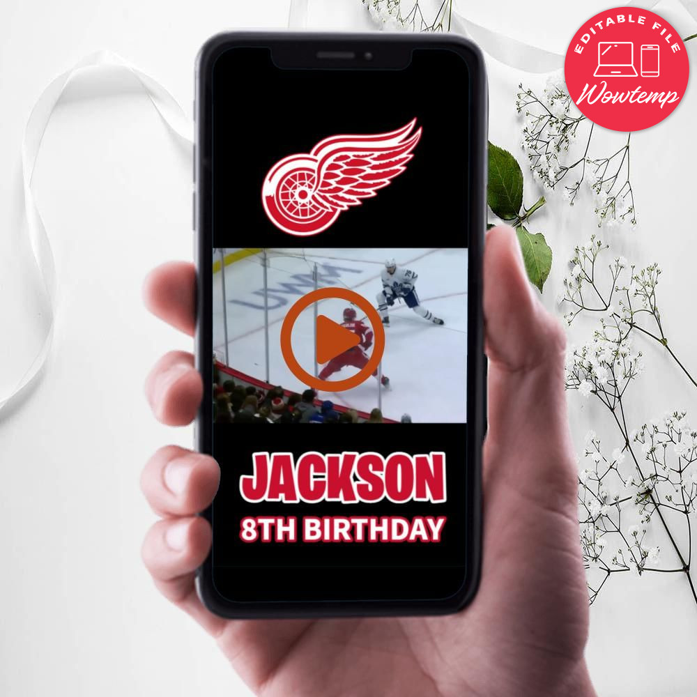 Detroit Red Wings Invitation Digital Template Instant Download | Wowtemp