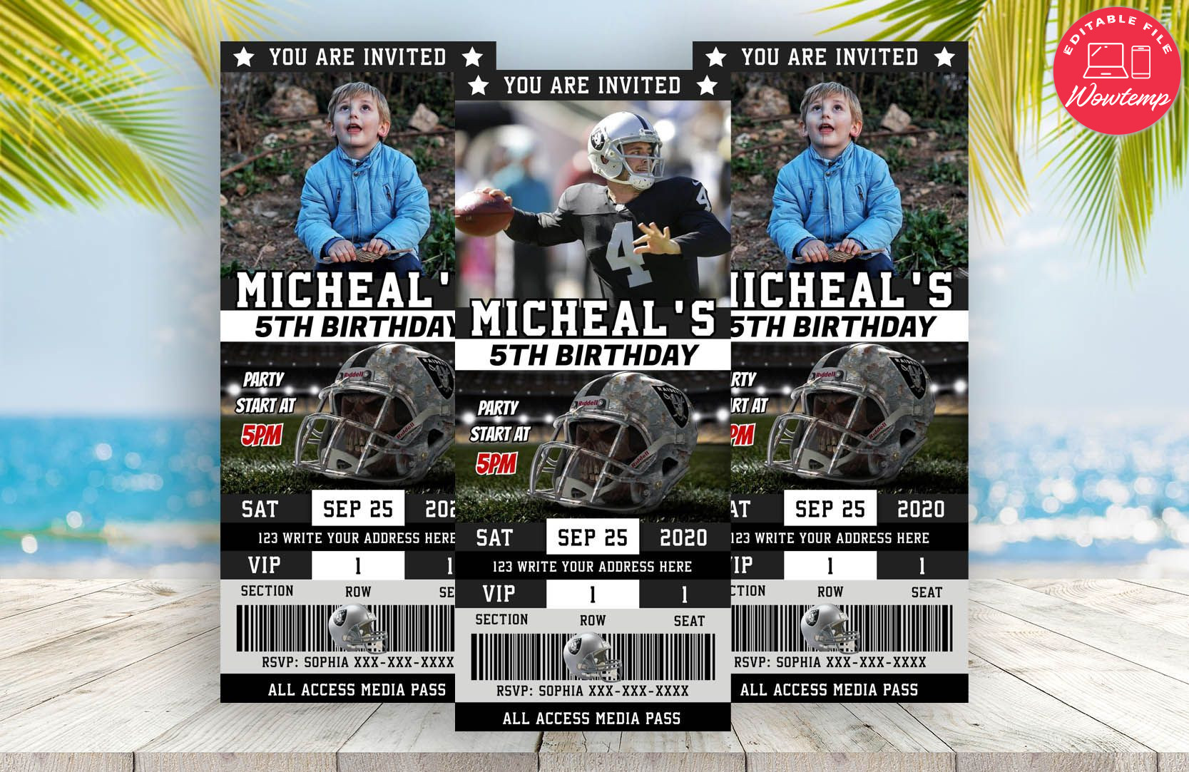 Oakland Raiders Ticket Birthday Editable Template Instant Download ...