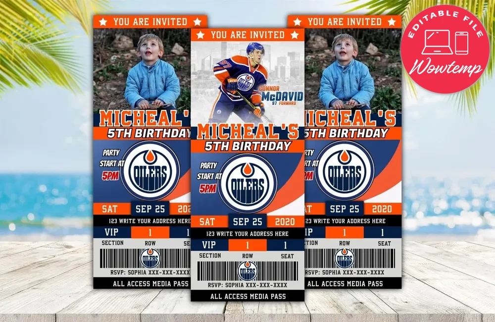 Edmonton Oilers Ticket Birthday Editable Template Instant Download ...