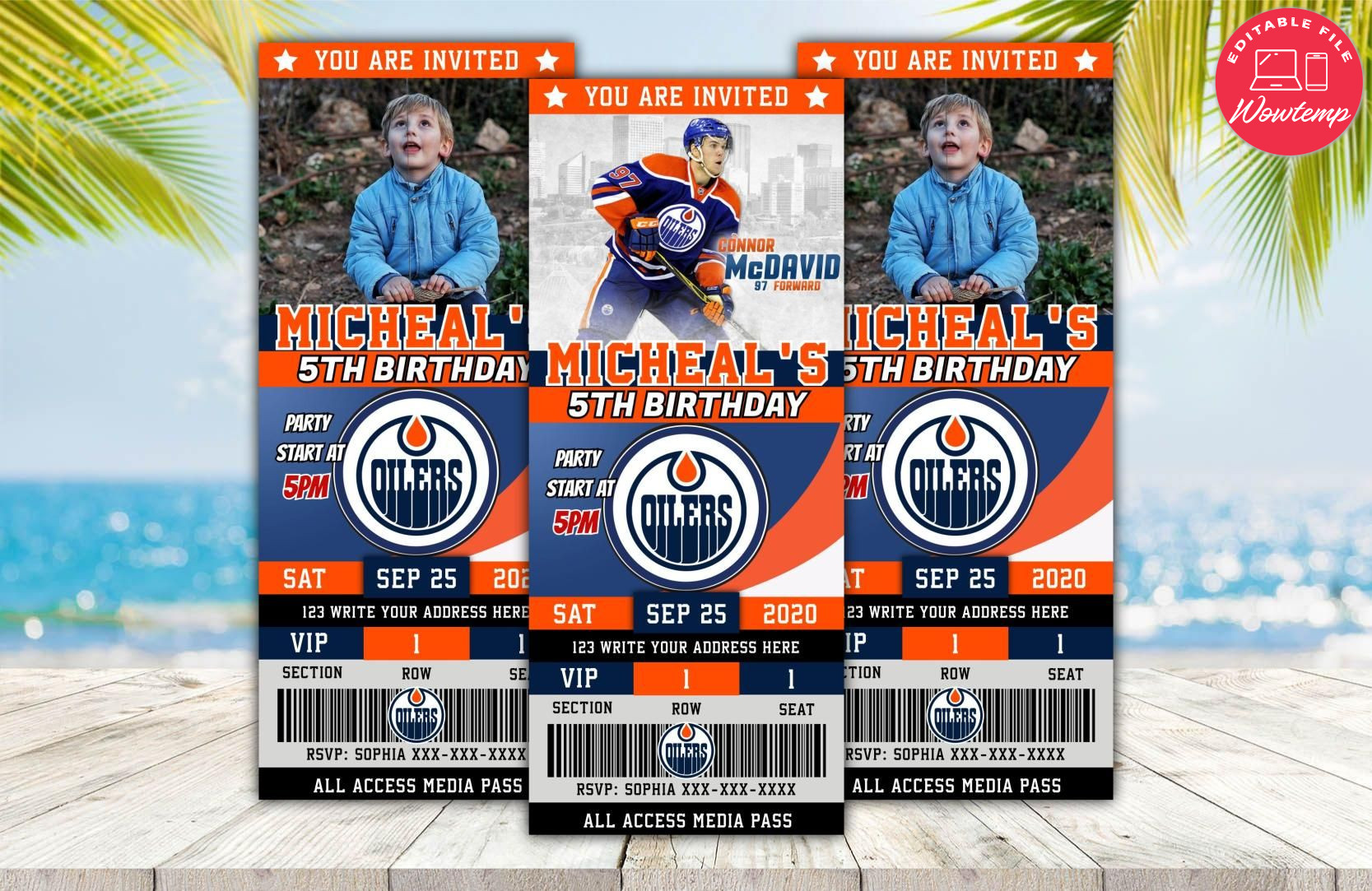 Edmonton Oilers Ticket Birthday Editable Template Instant Download ...