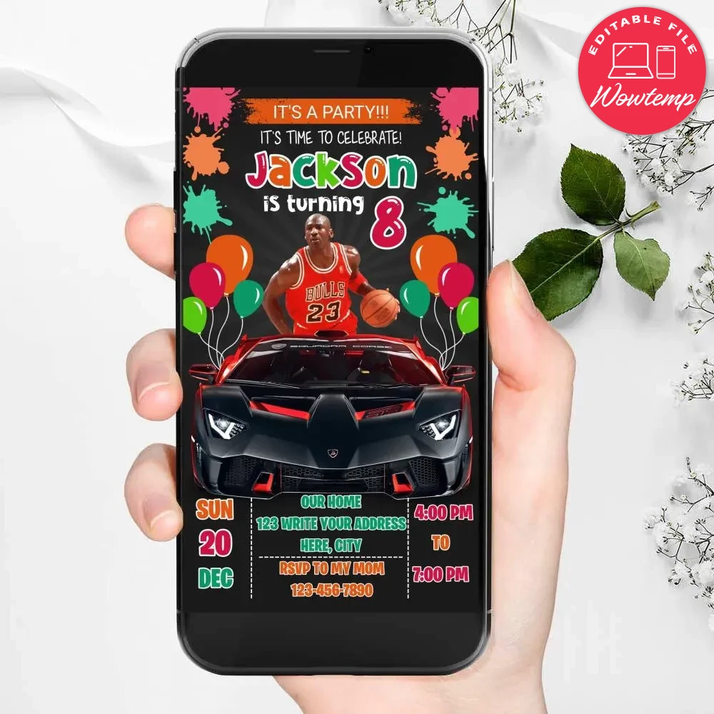 Mobile Michael Jordan Drive By Birthday Parade Electronic Invite | Wowtemp