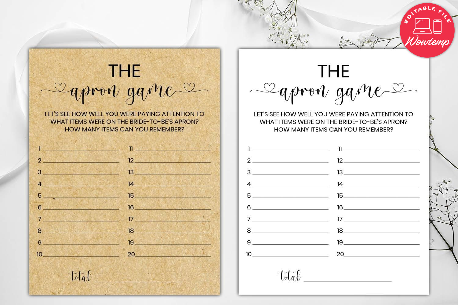 Editable The Apron Game Bridal Shower Game Instant Download | Wowtemp