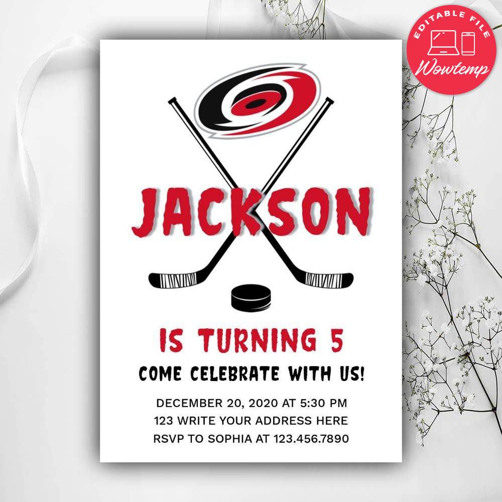 Printable Carolina Hurricanes Birthday Invitation DIY | Wowtemp