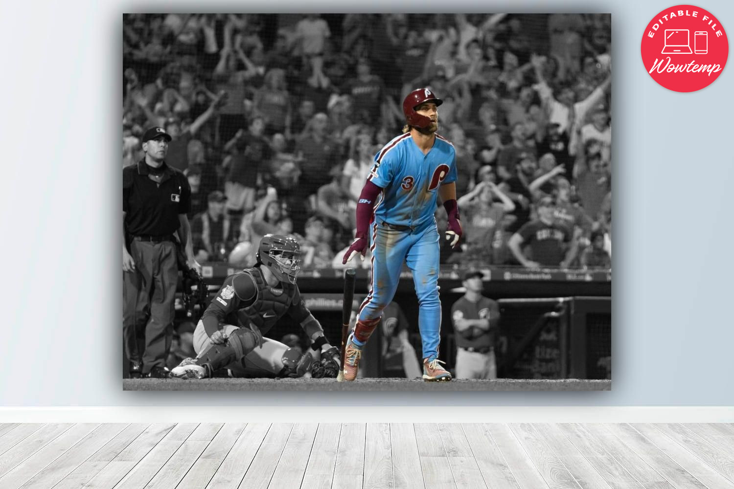 Editable Bryce Harper Wall Art Philadelphia Phillies DIY | Wowtemp