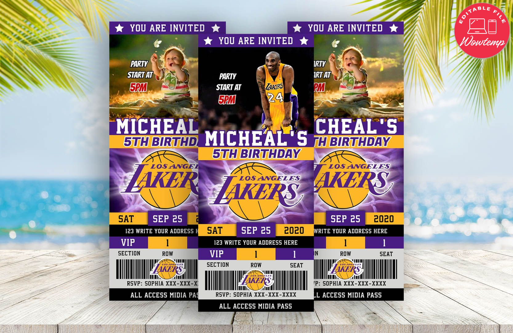 Los Angeles Lakers Ticket Birthday Editable Template Instant Download ...