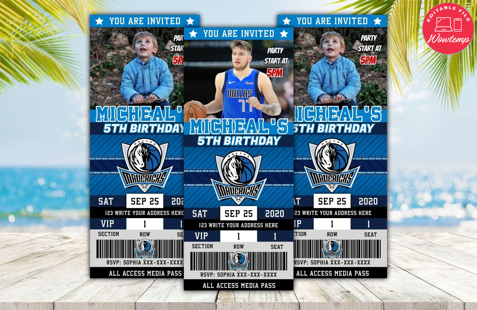 Dallas Mavericks Ticket Birthday Editable Templates Instant Download ...