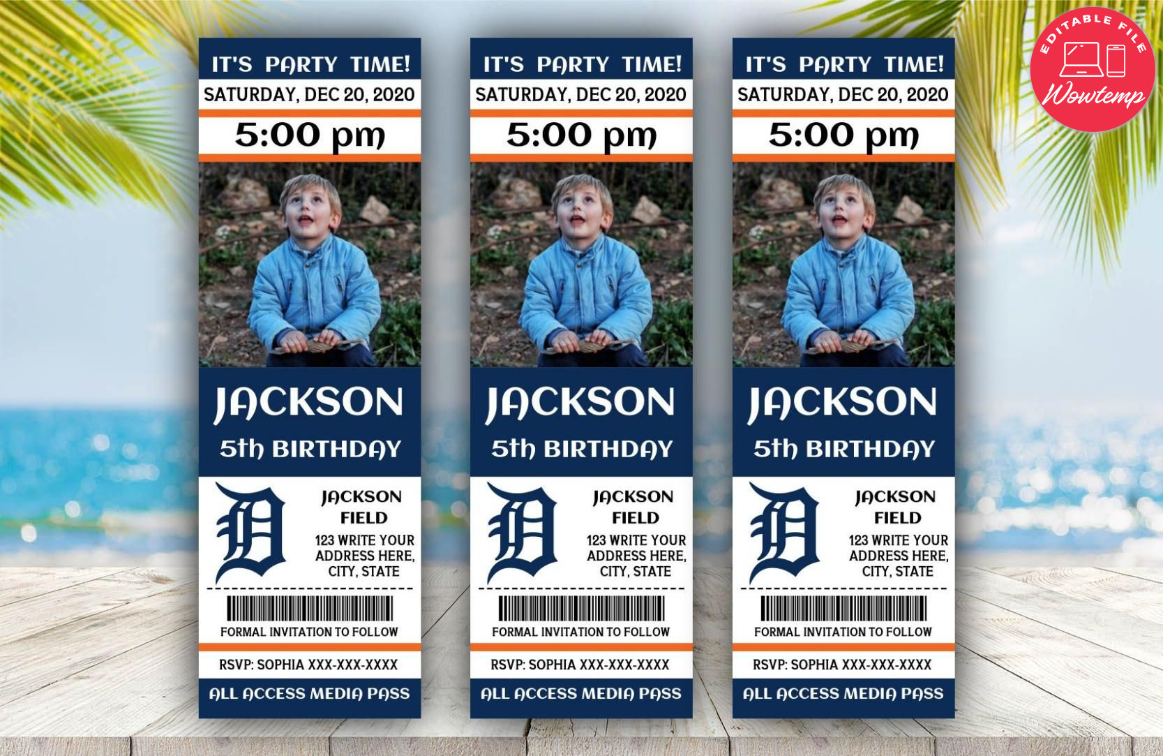 Printable Detroit Tigers Birthday Ticket Invitations DIY | Wowtemp