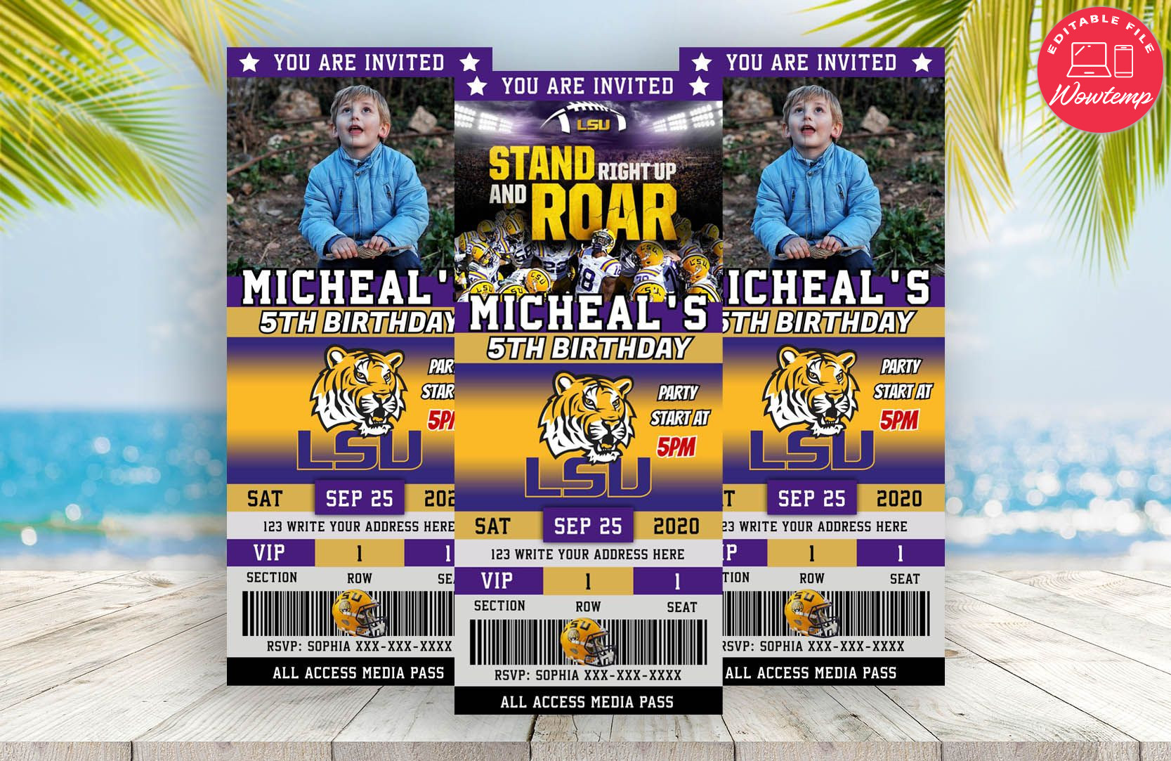 LSU Tigers Ticket Birthday Editable Template Instant Download | Wowtemp