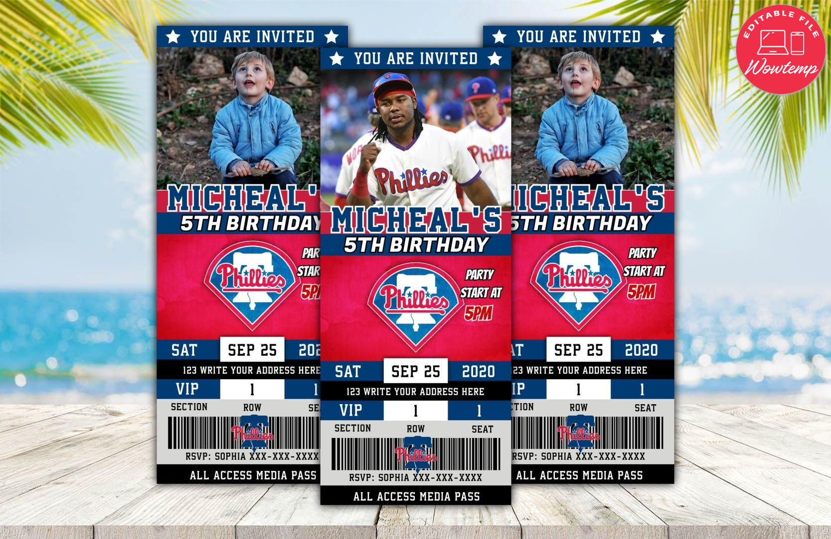 Philadelphia Phillies Ticket Birthday Editable Templates Instant ...